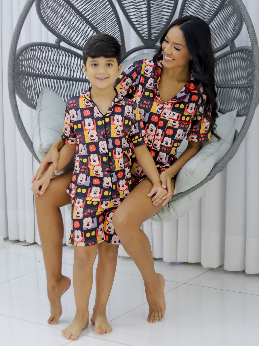 Conjunto Mãe e filho - Mickey Oh Boy - Pantufofas